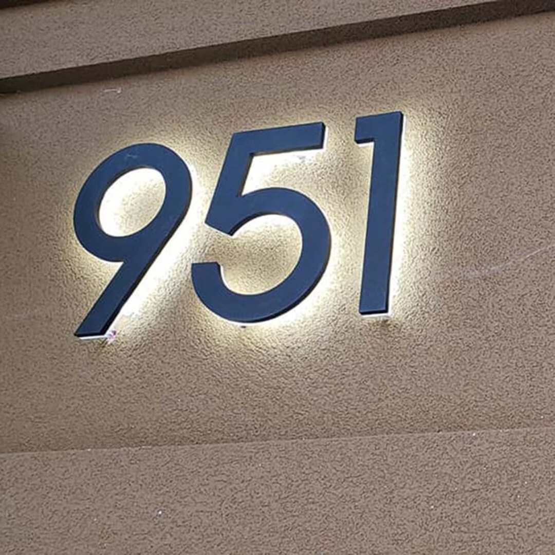 Metal House Number Sign Custom Backlit House Numbers Backlit House ...