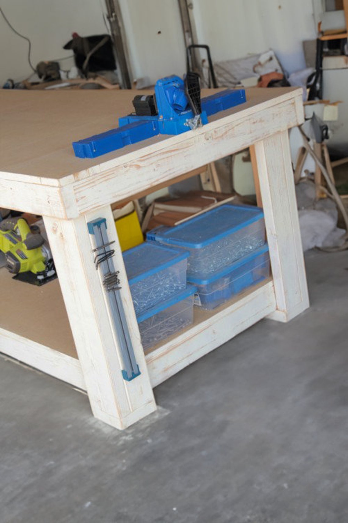 Simple Garage Large Workbench Plans, DIY Workstation Table Plans, Easy ...