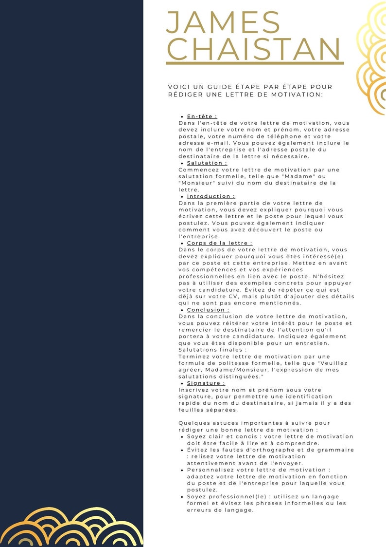 Creative Pdf CV Template With Photo "modern Goldblue", Modern Two-page ...