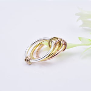 Sterling Silver Plain 3 Set Connector Band Ring Jewelry - Etsy