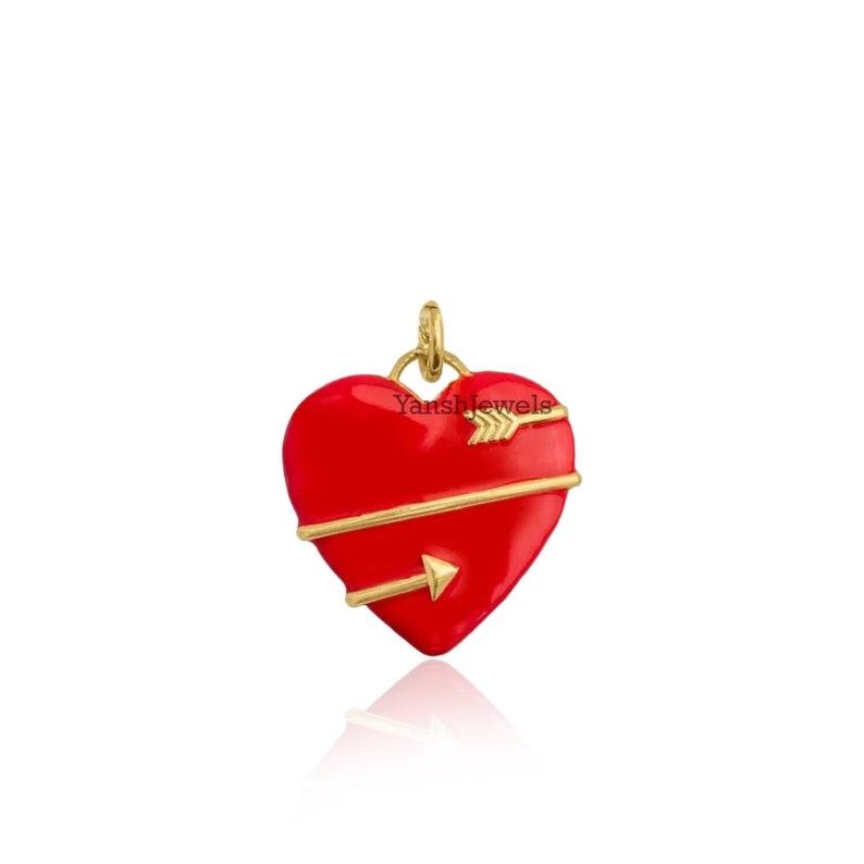 14k Gold Plated Red Enamel Heart Designer Pendant Jewelry - Etsy