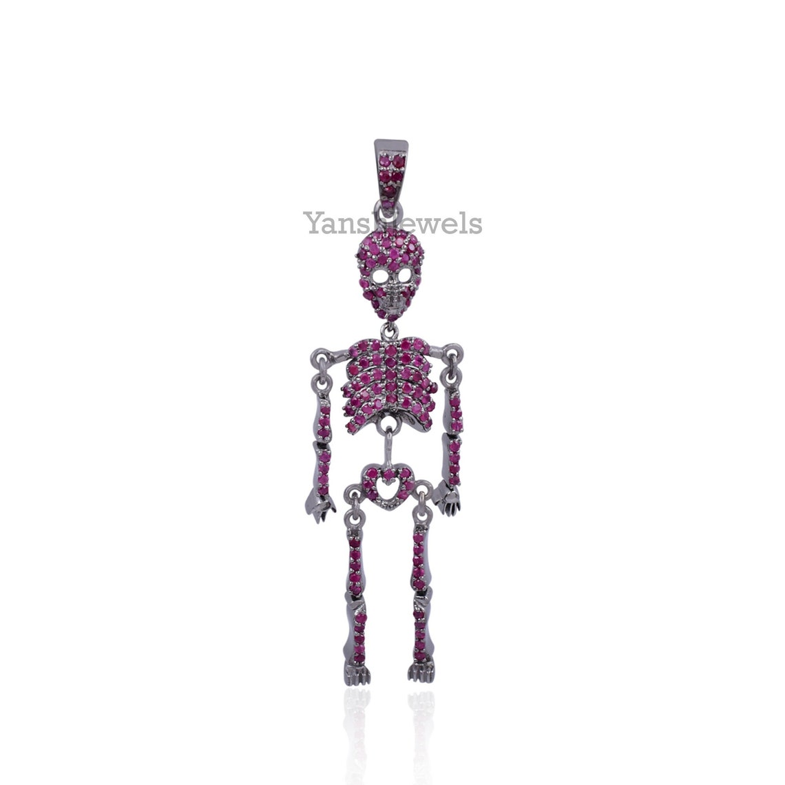 925 Silver Ruby Human Skeleton Pendant Jewelry - Etsy
