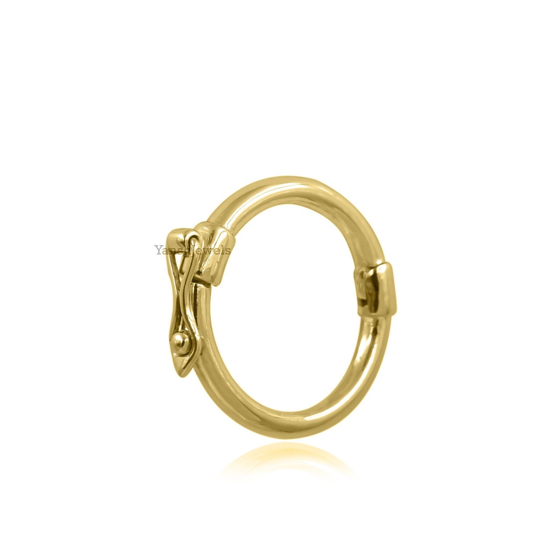 14K Yellow Gold Round Buckle Clip Clasp Lock, Necklace Jewelry ...
