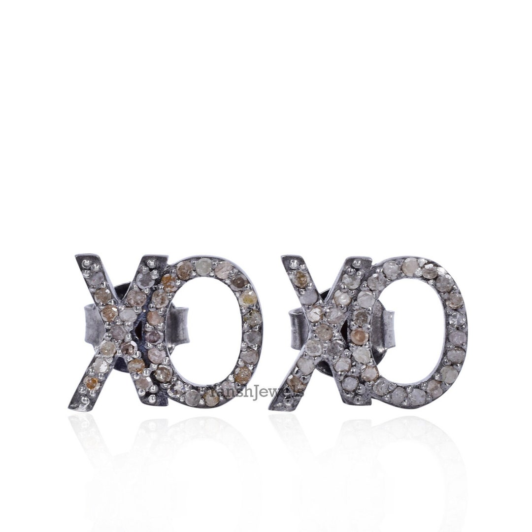 925 Sterling Silver Diamond XO XO Stud Earring Jewelry - Etsy