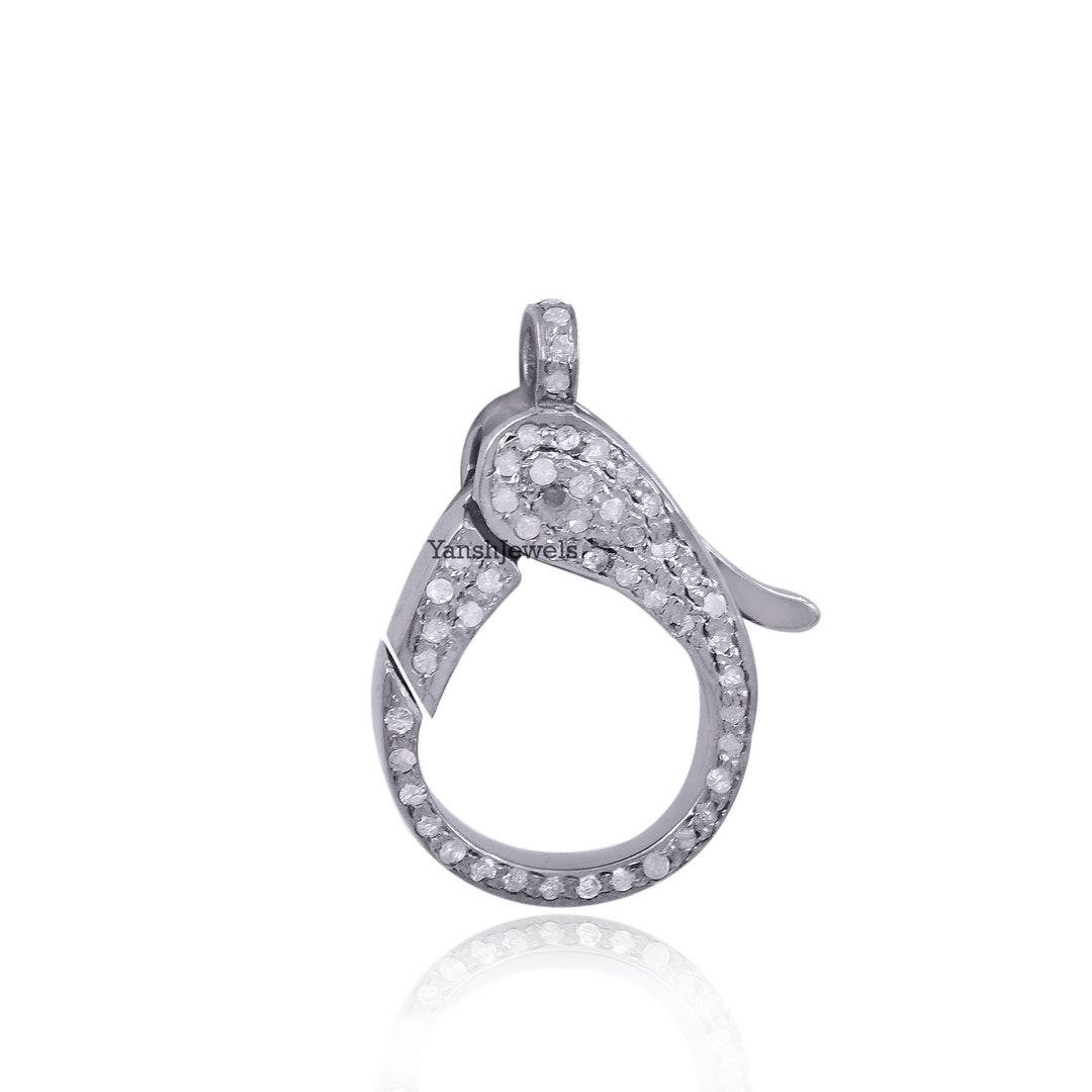 925 Silver Diamond Lobster Lock Fish Shape Claps Lock Finding Lock ...