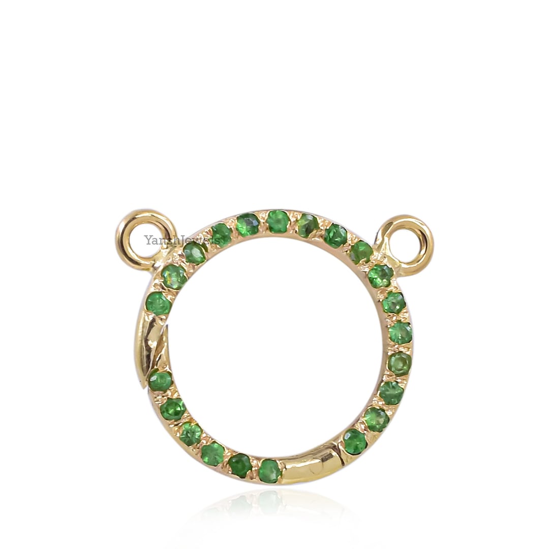 14K Yellow Gold Tsavorite Hoop Spring Clasp Lock Jewelry - Etsy