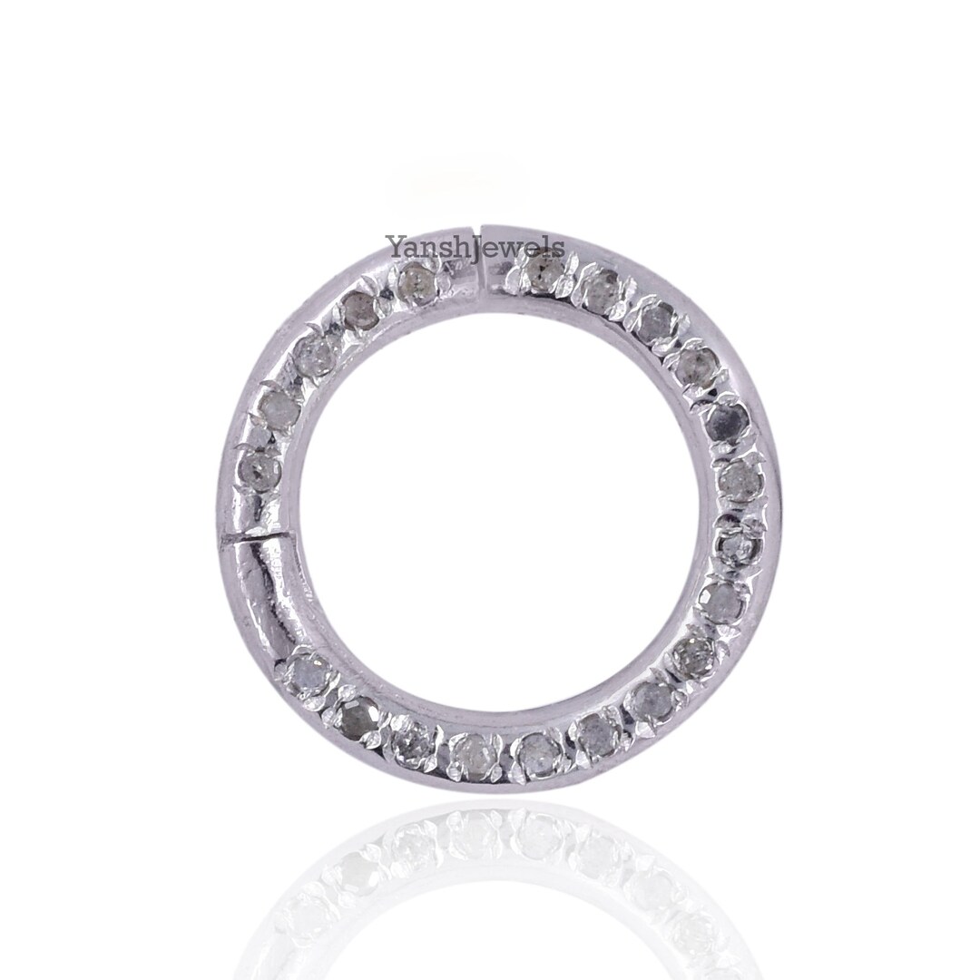 14k Yellow Gold Pave Diamond Round Clasp Lock Jewelry - Etsy