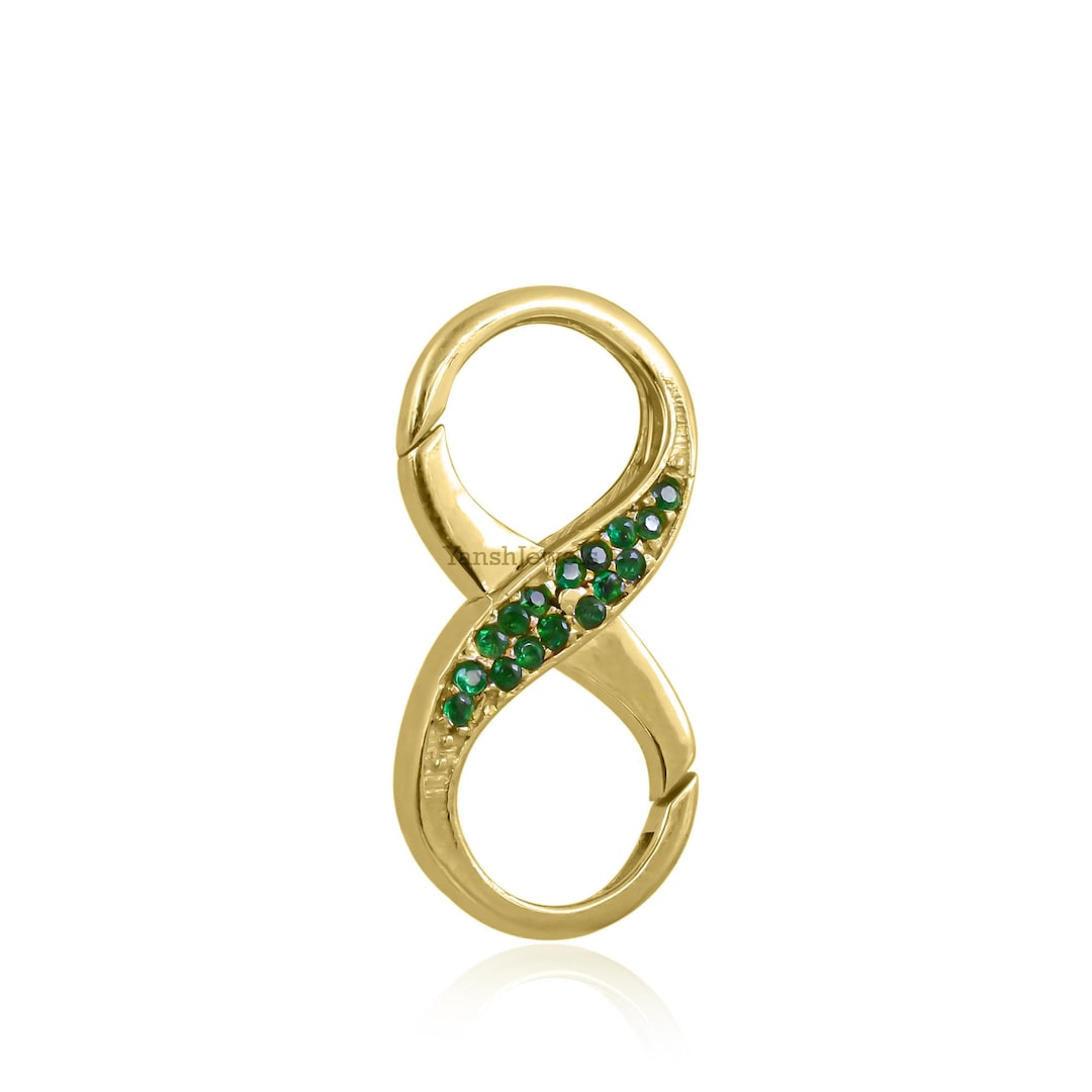 14K Yellow Gold Tsavorite Infinity Spring Clasp Lock - Etsy