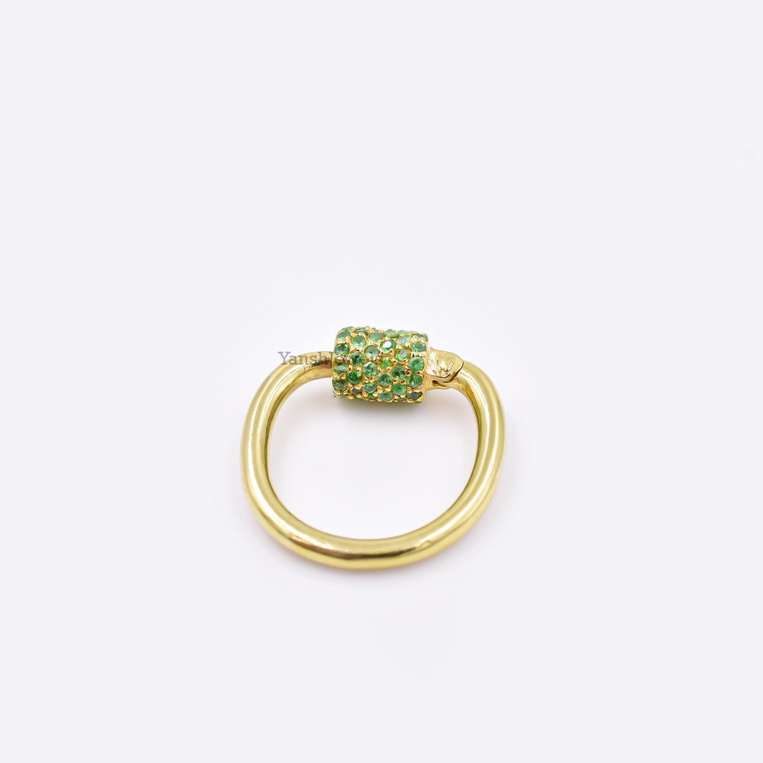 14k Yellow Gold-plated Emerald Trundle Clasp Lock Jewelry - Etsy