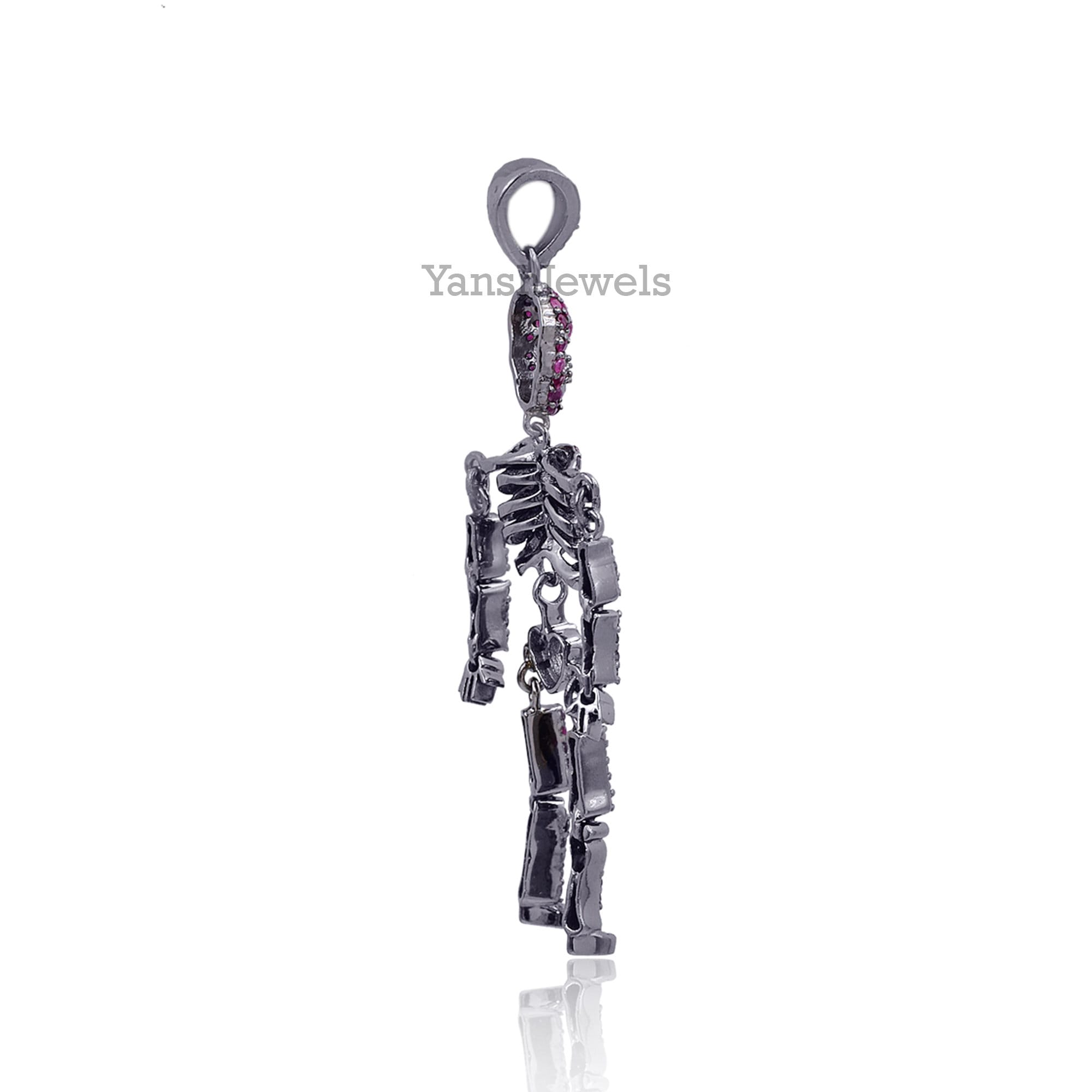 925 Silver Ruby Human Skeleton Pendant Jewelry - Etsy