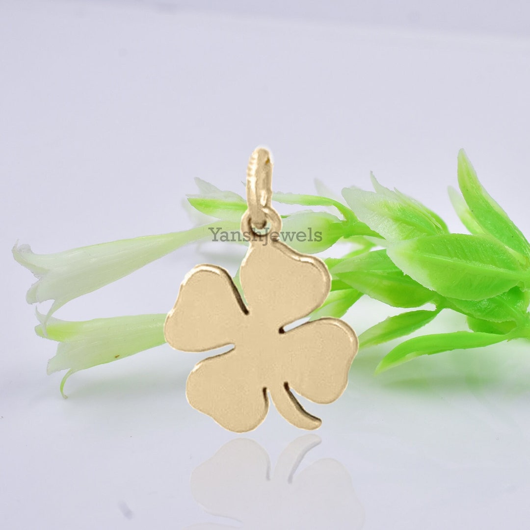 14k Yellow Gold Plated Clover Pendant, Plain Clover Pendant Jewelry - Etsy