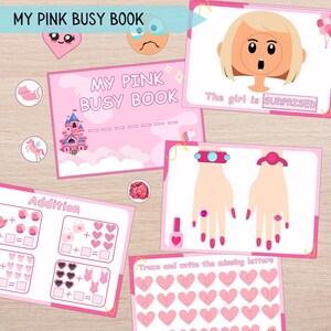 Pink Busy Book for Girls, Pink Girly Barbi Activities, Toddler Pre-k ...