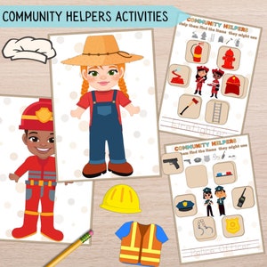 Community Helpers Learning Binder, Dress up and Matching Game ...