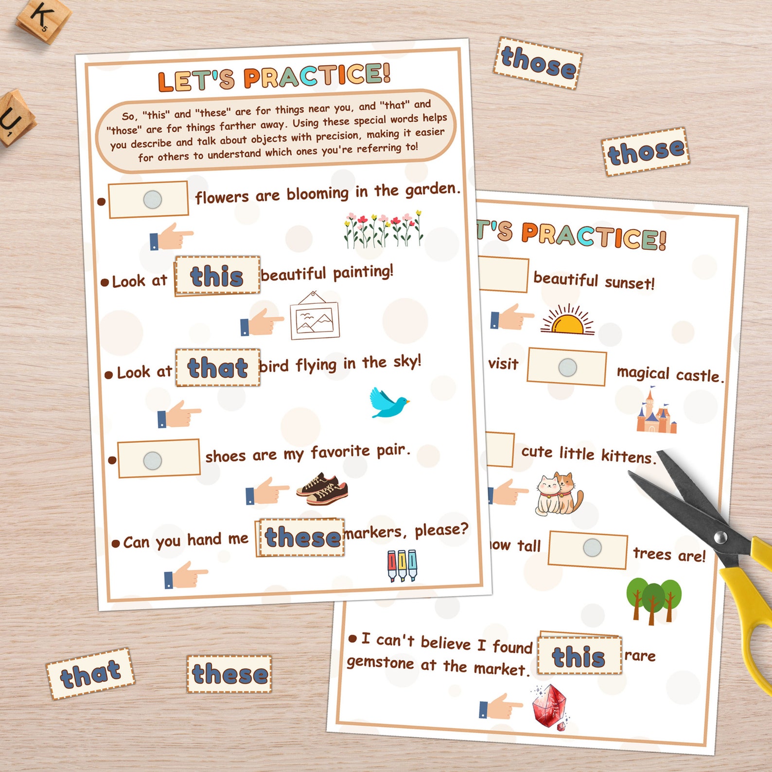 Demonstrative Pronouns Grammar Activity: This That These Those ...