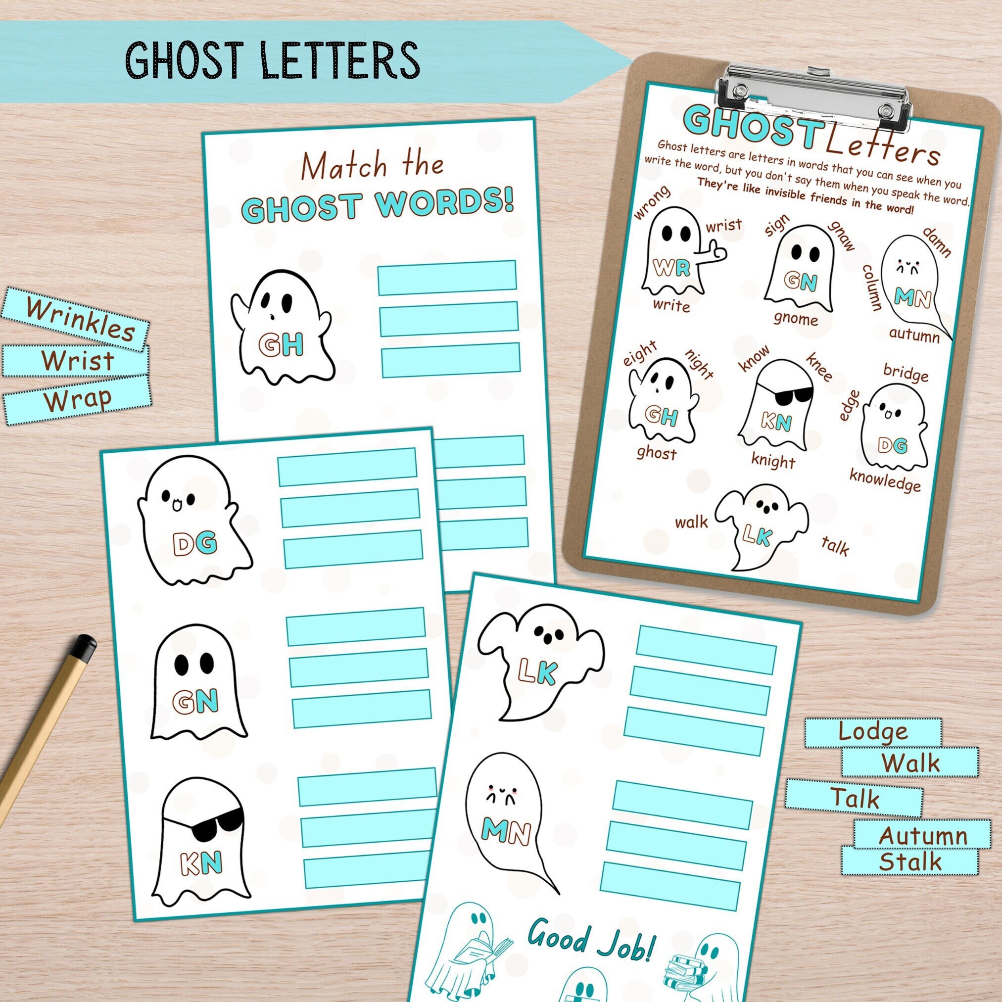 Ghost Letters Activity Lesson Kids, Phonics English Language, Silent ...