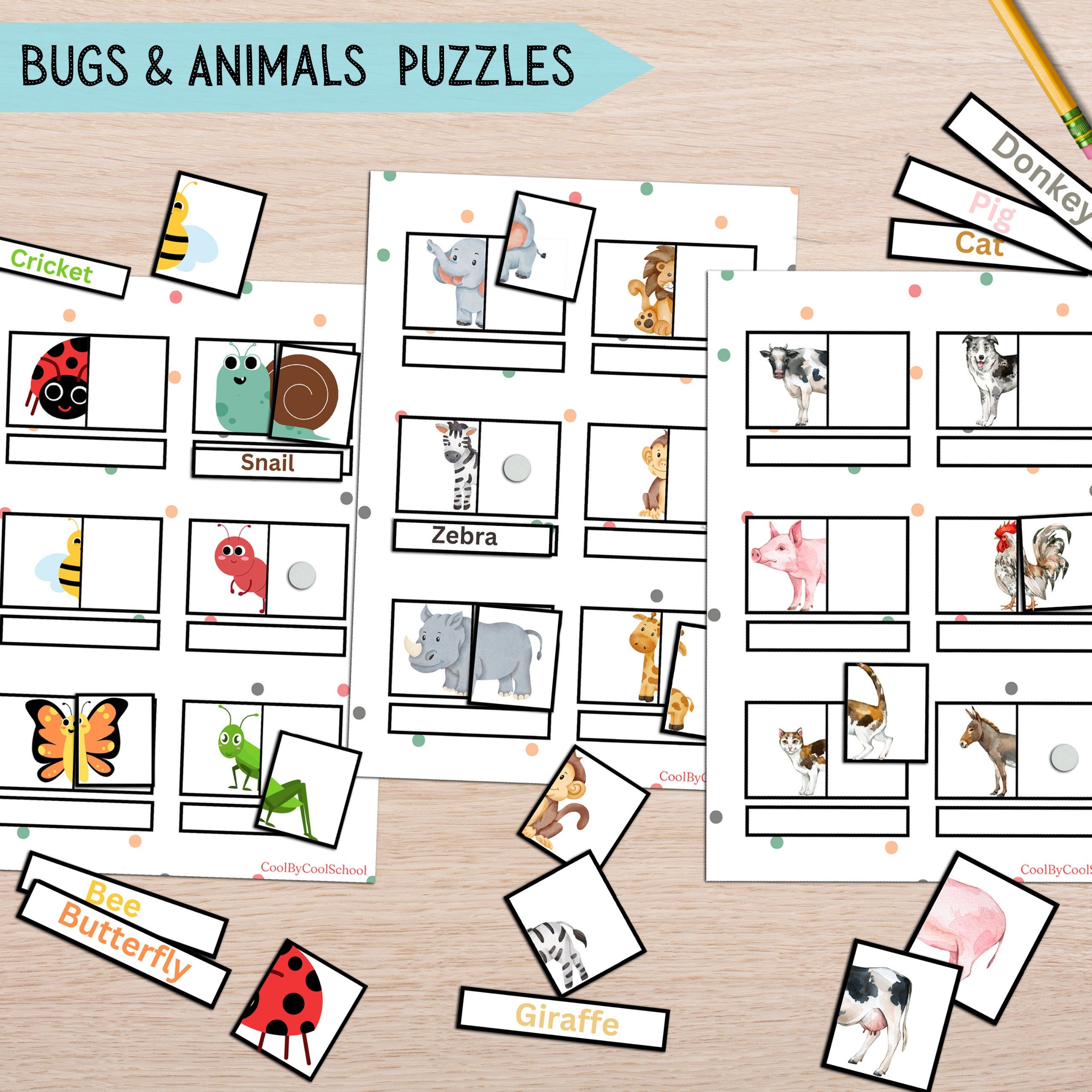 Printable Puzzles for Kids, Montessori Animal Activity, Educational ...