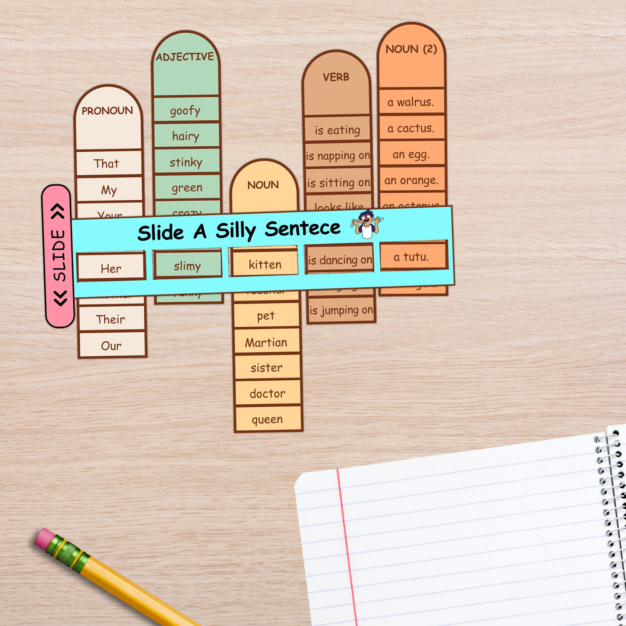 Build A Silly Sentence - Kids Activity, Parts of Speech Game, Early ...