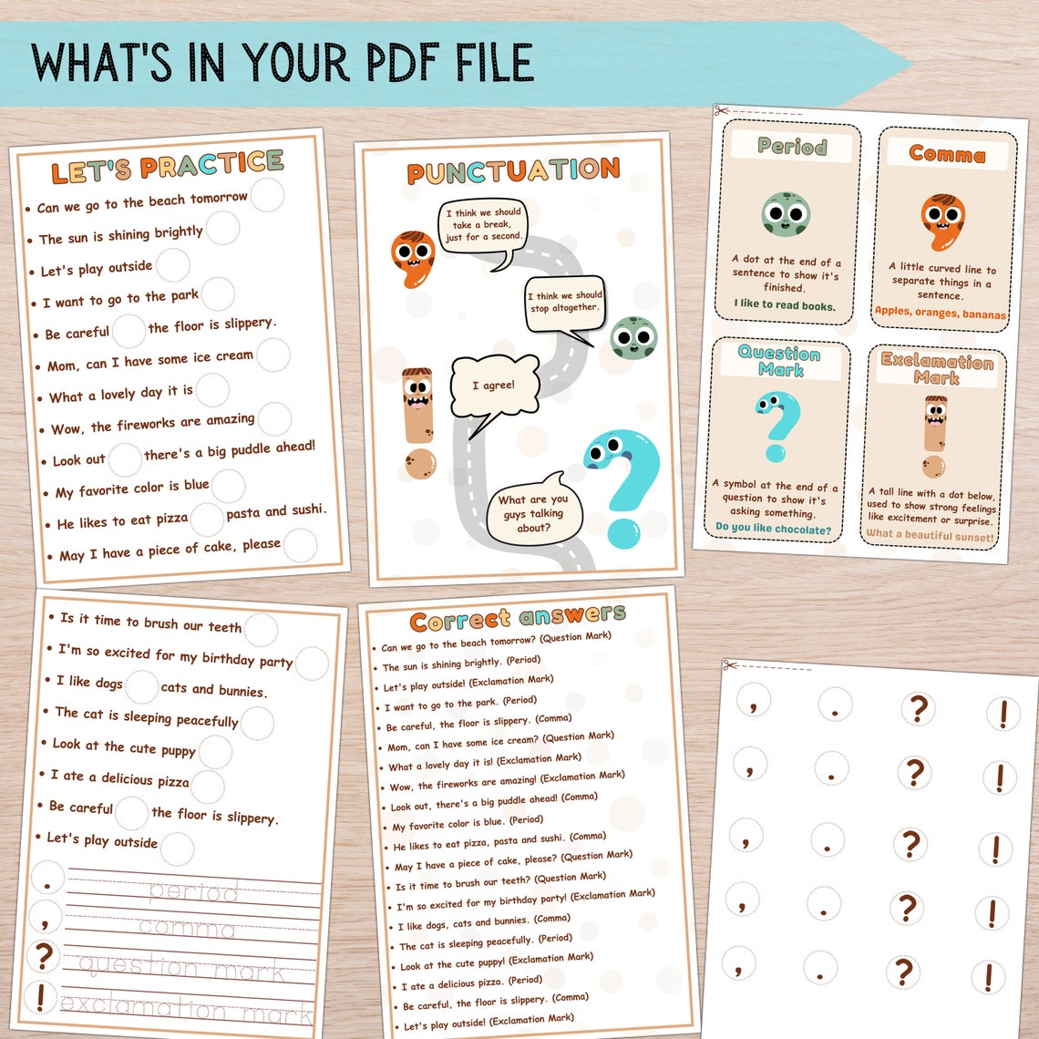 Punctuation Marks Activity Worksheets Kid Early Grammar - Etsy