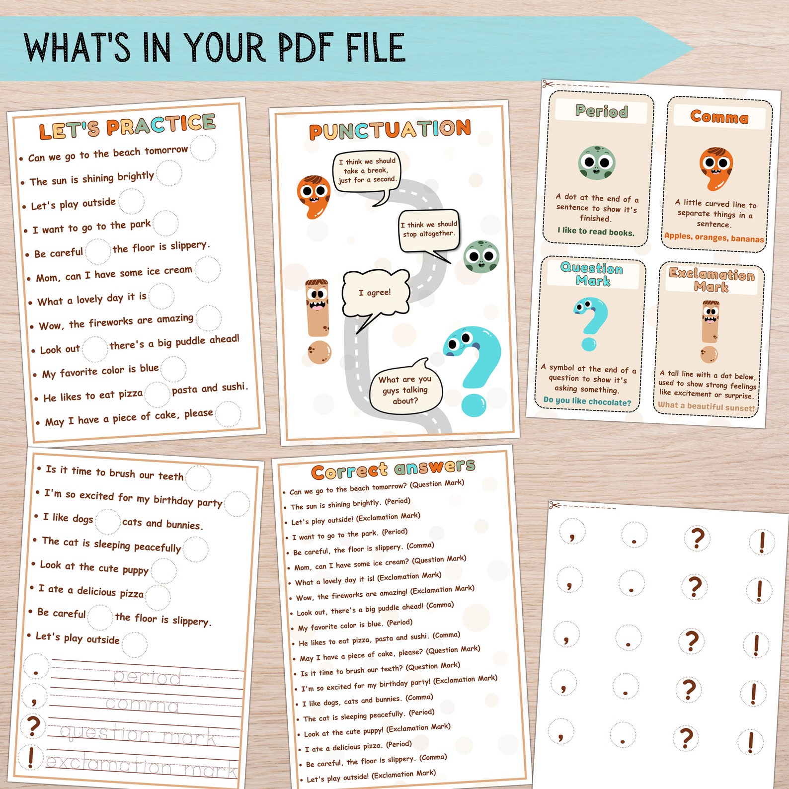 Punctuation Marks Activity Worksheets: Early Grammar, Montessori ...