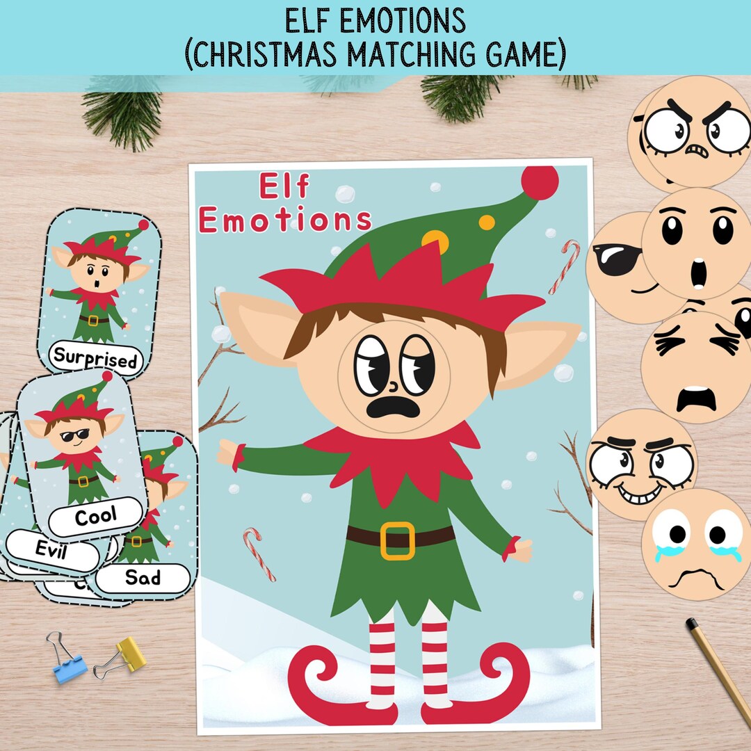 Elf Emotions Christmas Activity: Printable Flashcards & Game (PDF ...