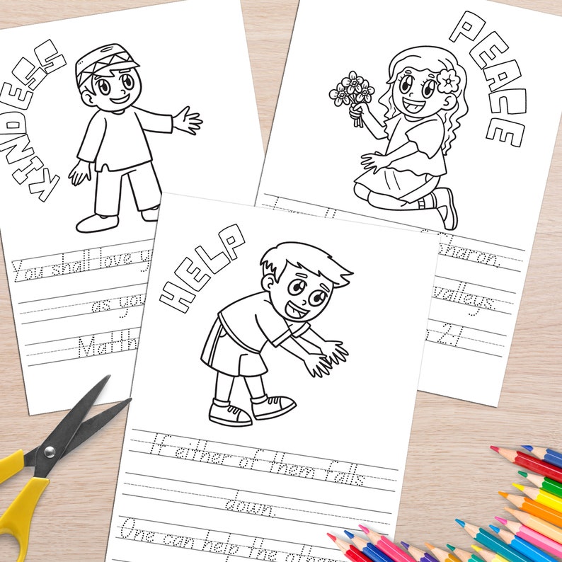 Bible Verse Tracing and Coloring Worksheets, Printable Kids Bible Verse ...