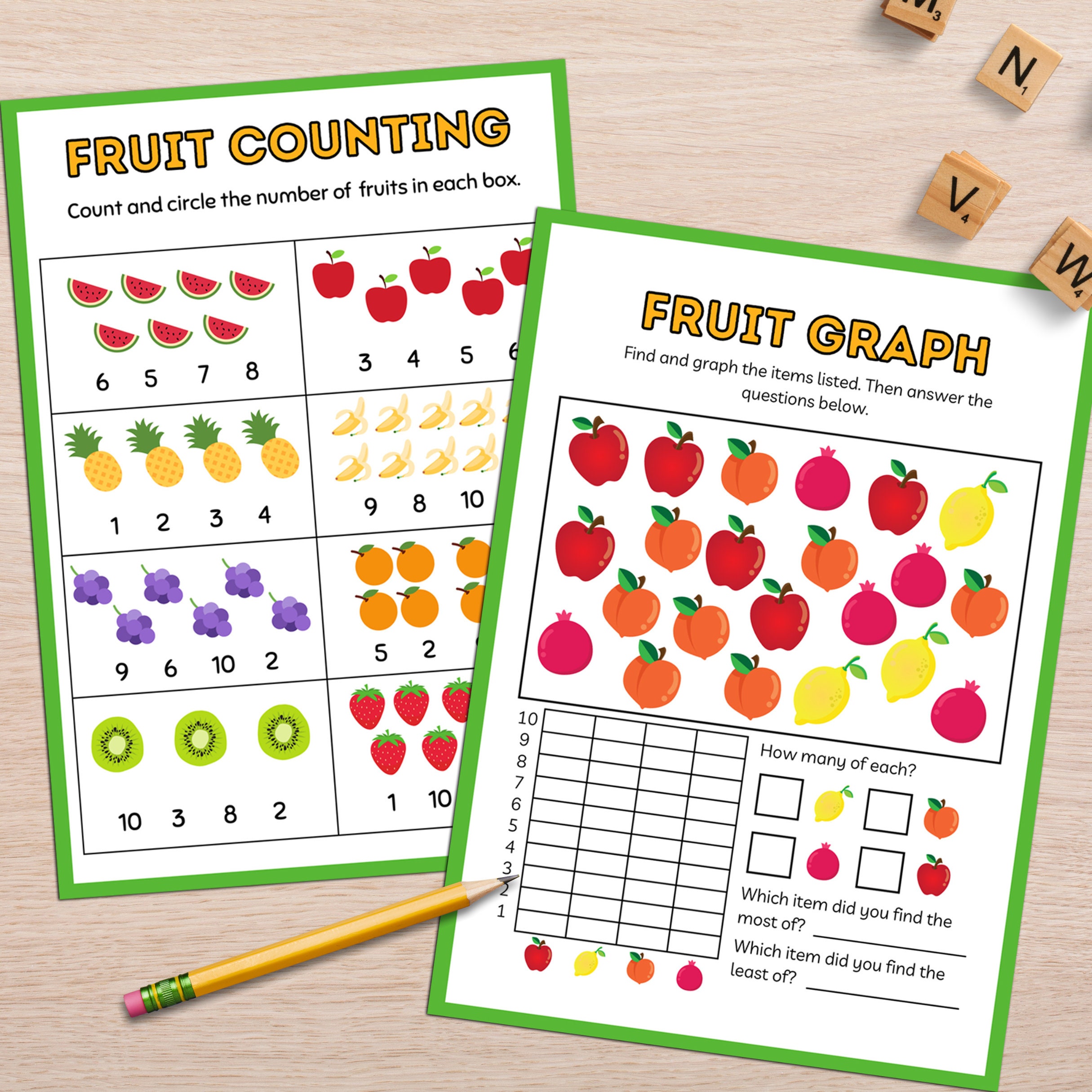 Fruits Printable Busy Book, Coloring Pages & Learning Binder for Kids ...