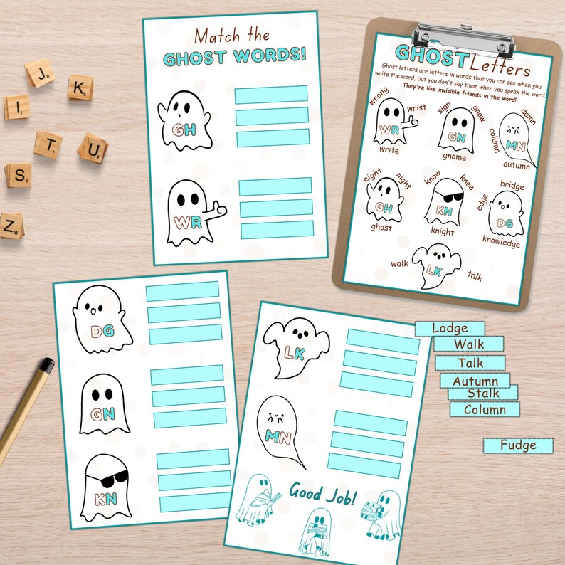 Ghost Letters Activity Lesson Kids, Phonics English Language, Silent ...