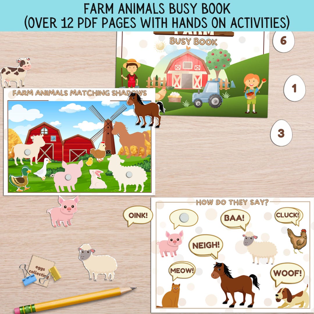 Farm Animals Busy Book: Toddler Learning Binder (digital Download) - Etsy