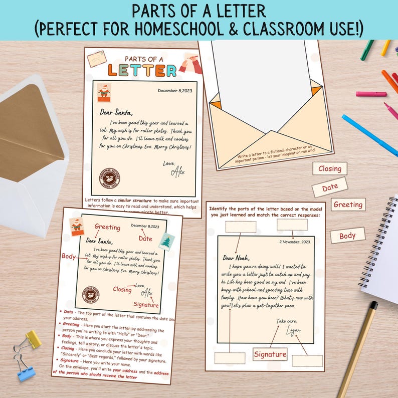 Kids Letter Writing Learning Kit: Printable Language Arts Lesson (PDF ...