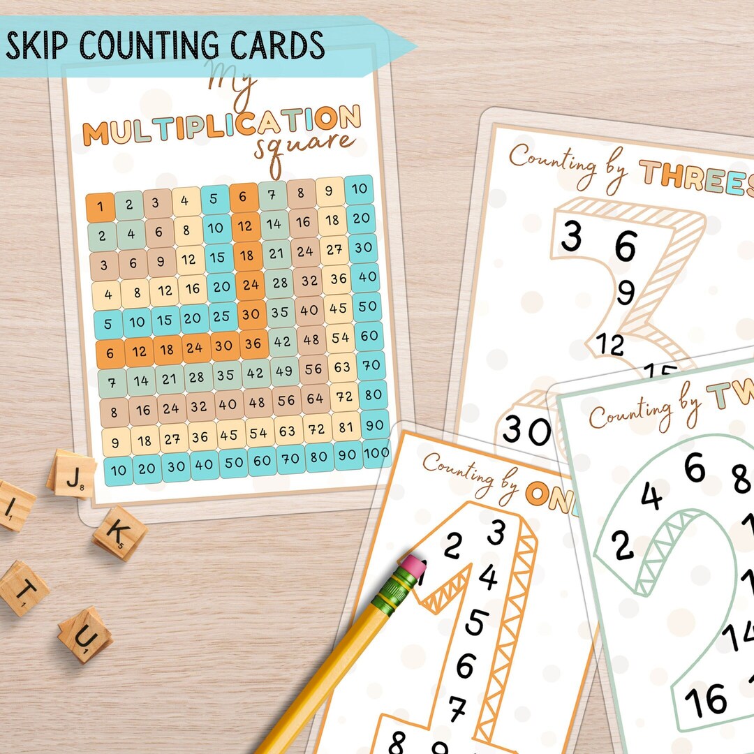 Skip Counting Cards, Multiplication Table, Counting Chart Activity ...