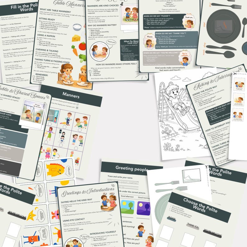 Good Manners Unit Study for Kids Printable | Social Skills Activities ...