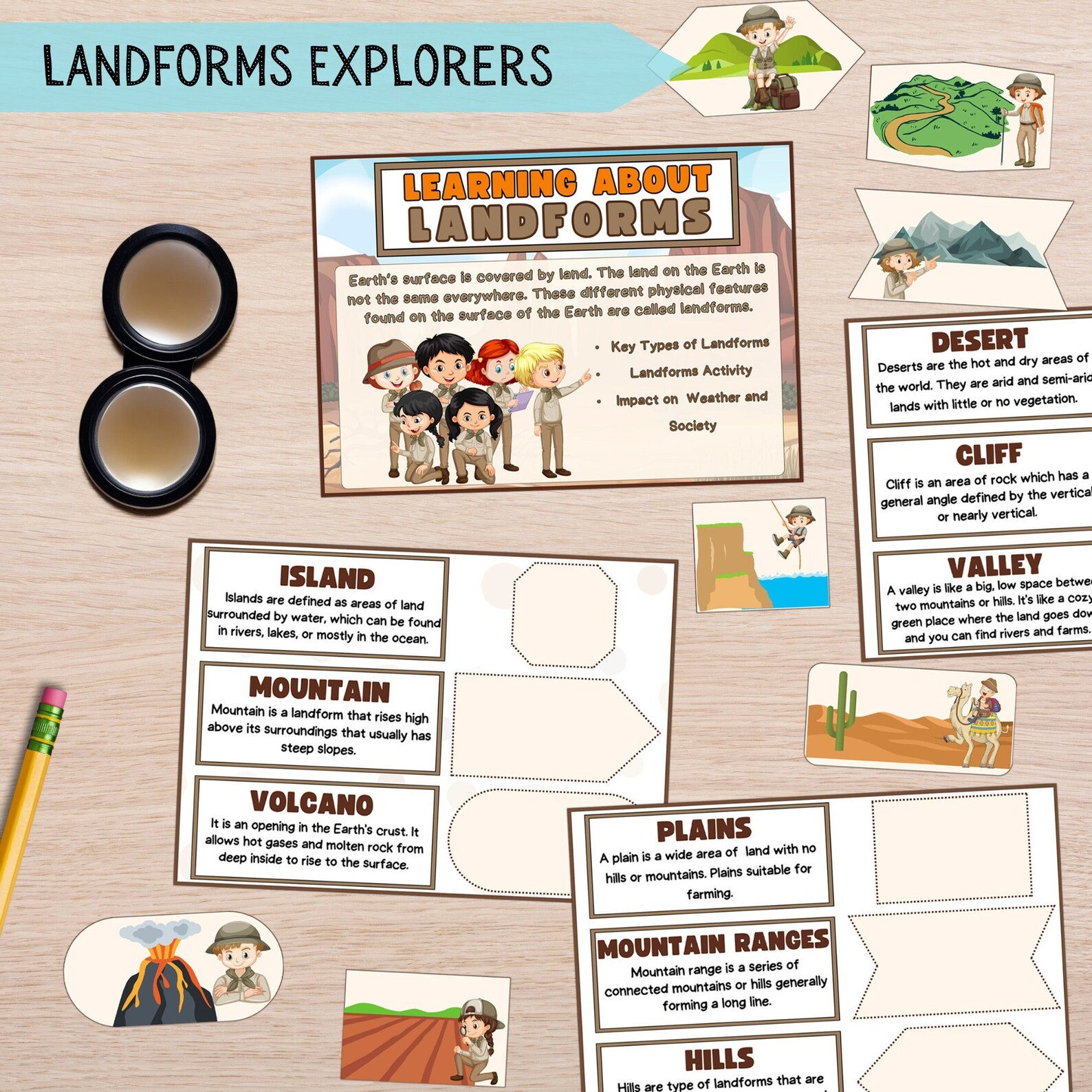 Landforms Kids Printable Activity Lesson, Geography Busy Pages Types of ...