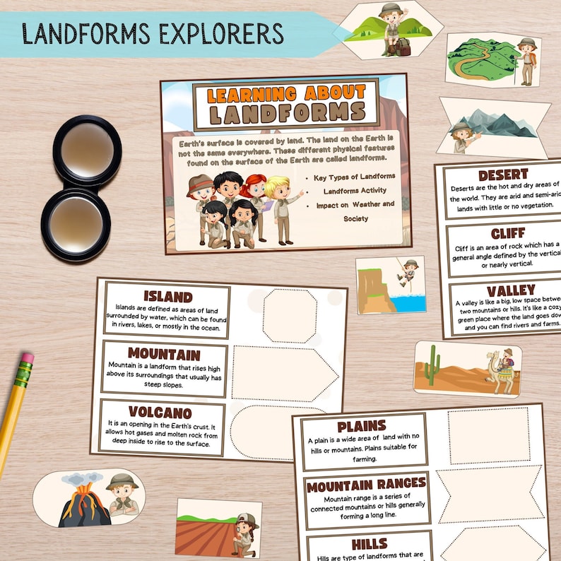 Landforms Kids Printable Activity Lesson, Geography Busy Pages Types of ...