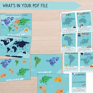 Continents Activity & Flashcards: Geography Learning, World Map ...
