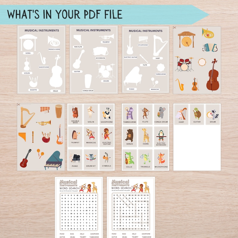 Music Instruments Activity Lesson & Flashcards Montessori Kids ...