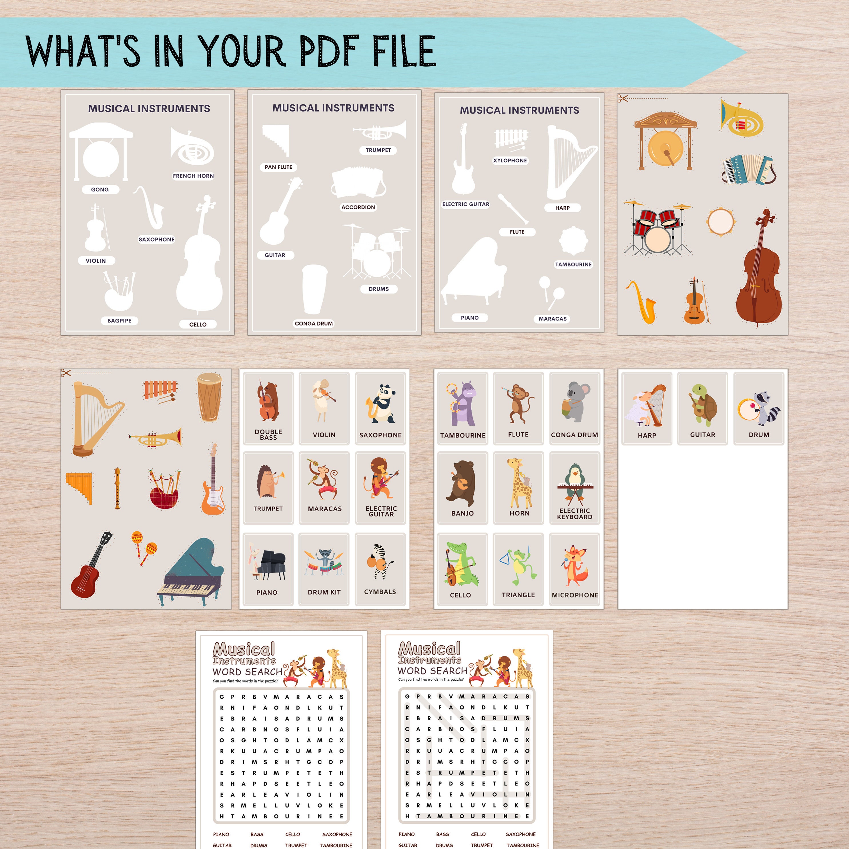 Music Instruments Activity Lesson & Flashcards Montessori Kids ...