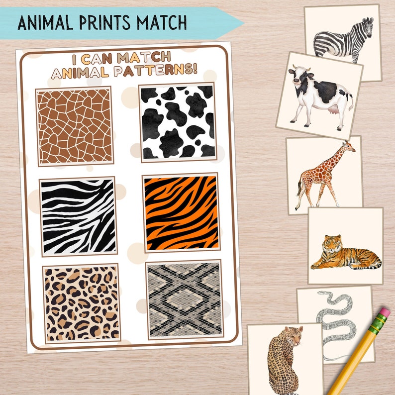 Animal Pattern Matching, Busy Book Activity Page Toddler, Animals Unit ...