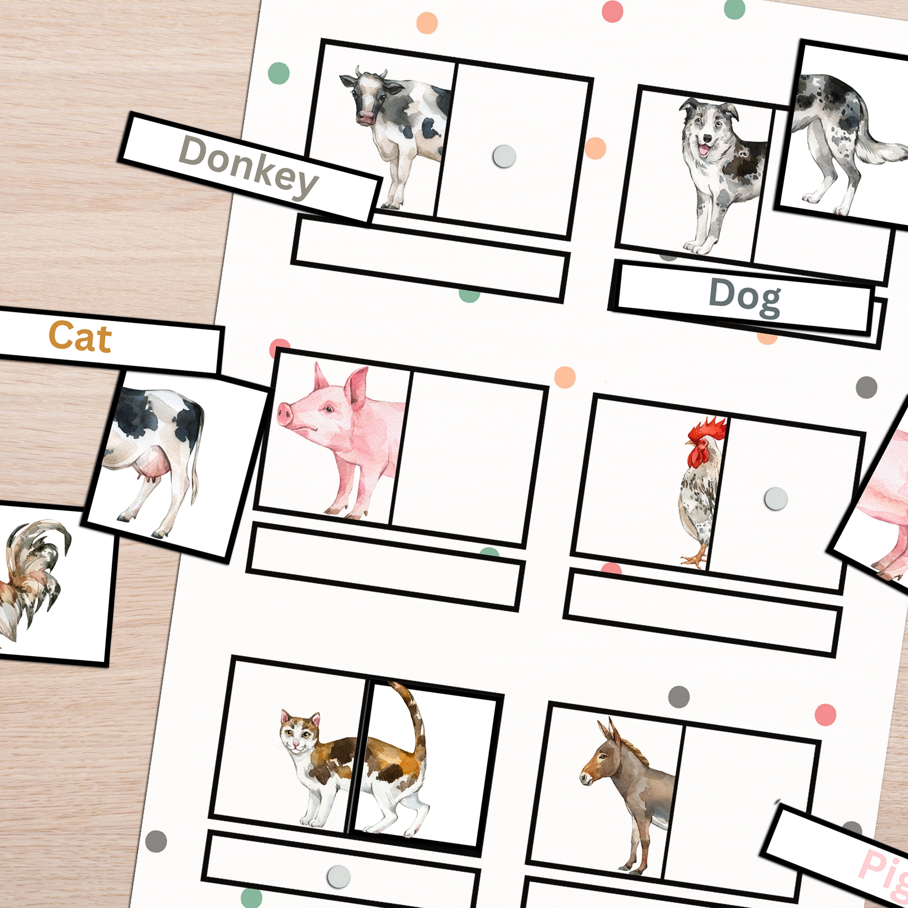 Printable Puzzles for Kids, Montessori Animal Activity, Educational ...