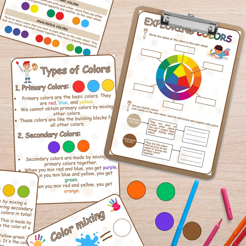 Color Theory Kids Bundle Printable Lesson, Color Wheel Primary ...