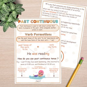 Past Continuous Lesson & Worksheets for Kids, Learning Ing Verbs ...