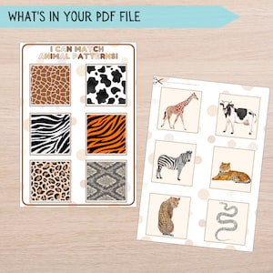 Animal Pattern Matching, Busy Book Activity Page Toddler, Animals Unit ...