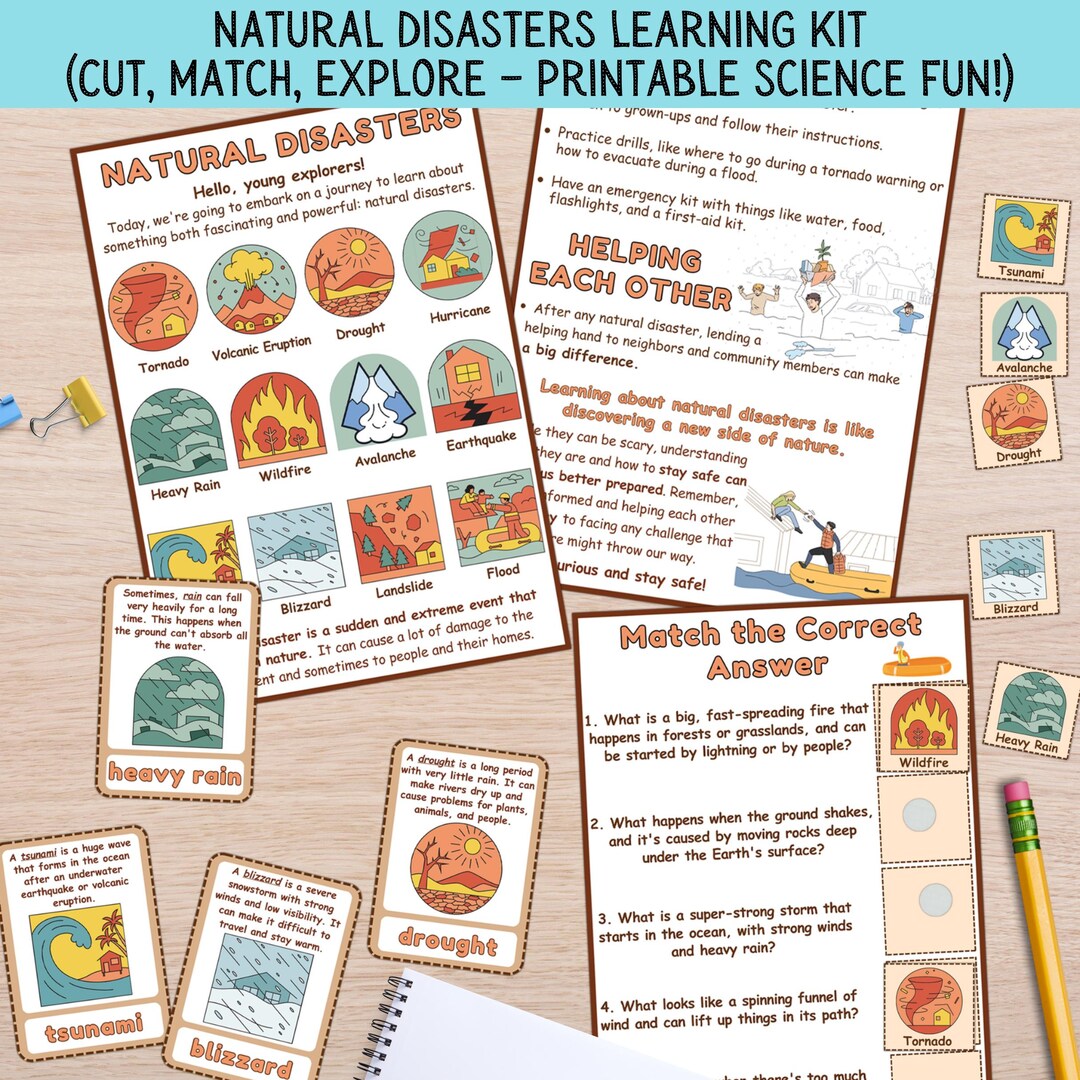 Natural Disasters Learning Kit: Weather Science Flashcards, Montessori ...