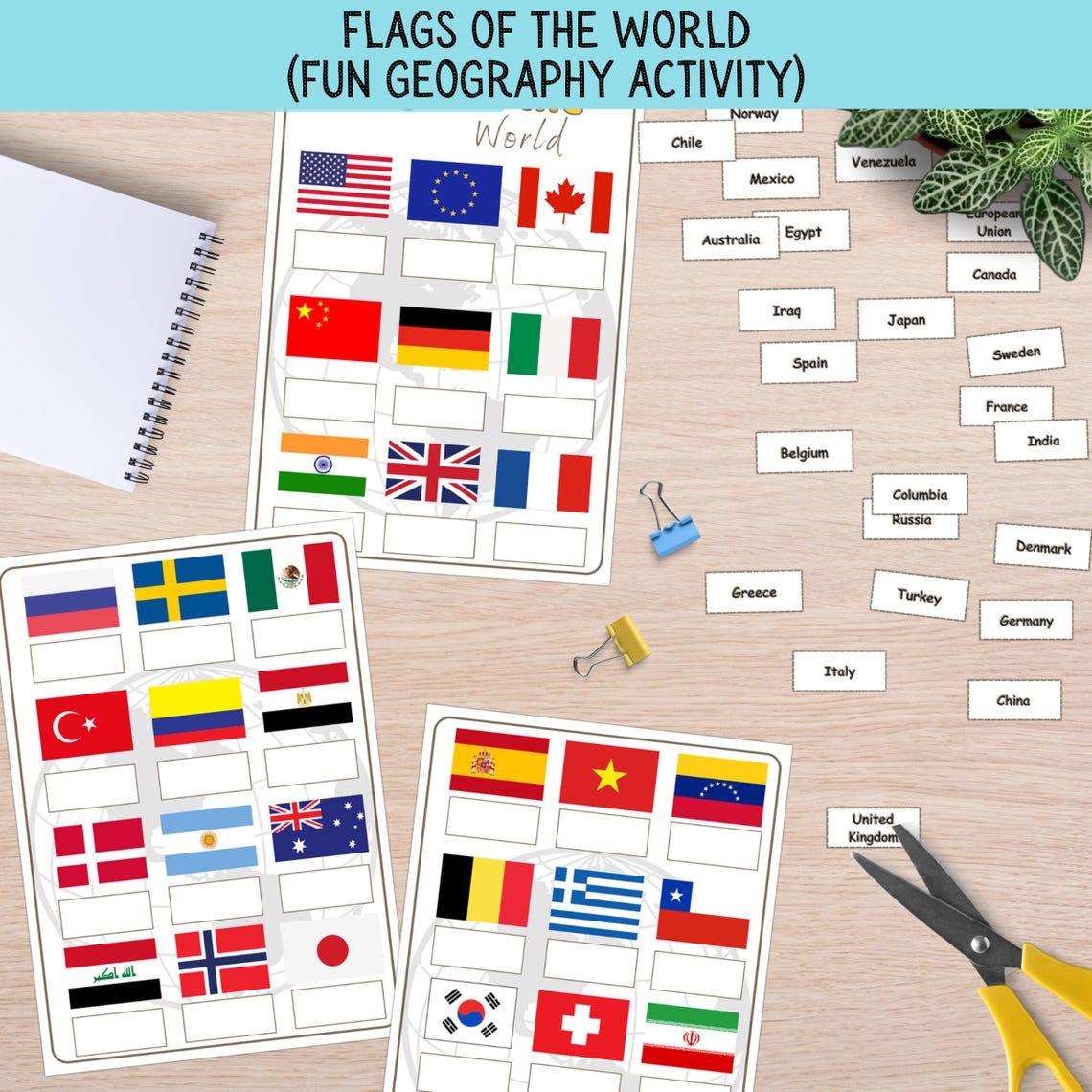 Flags of the World Learning Activity: Montessori Geography Kit (digital ...