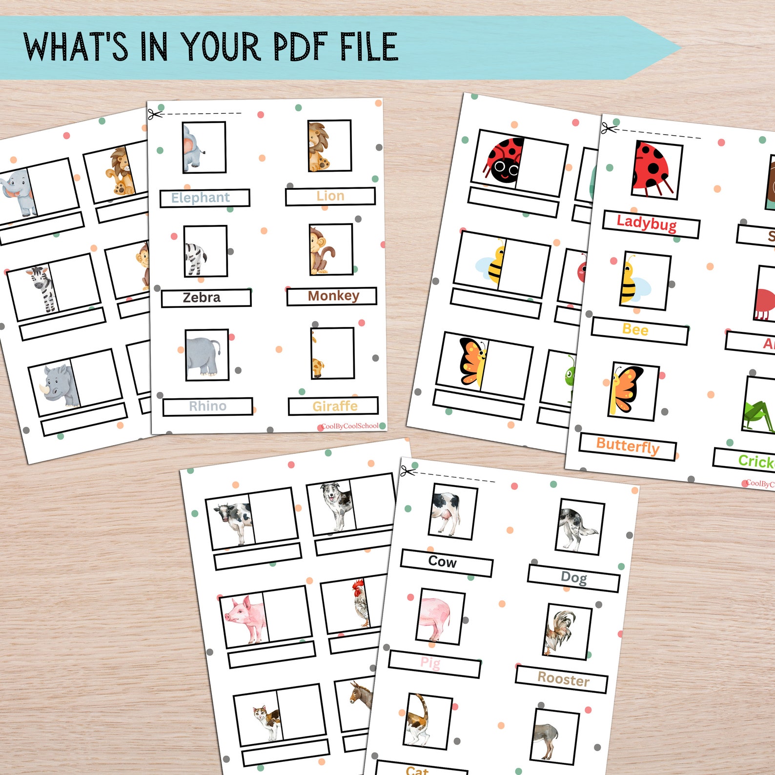 Printable Puzzles for Kids, Montessori Animal Activity, Educational ...