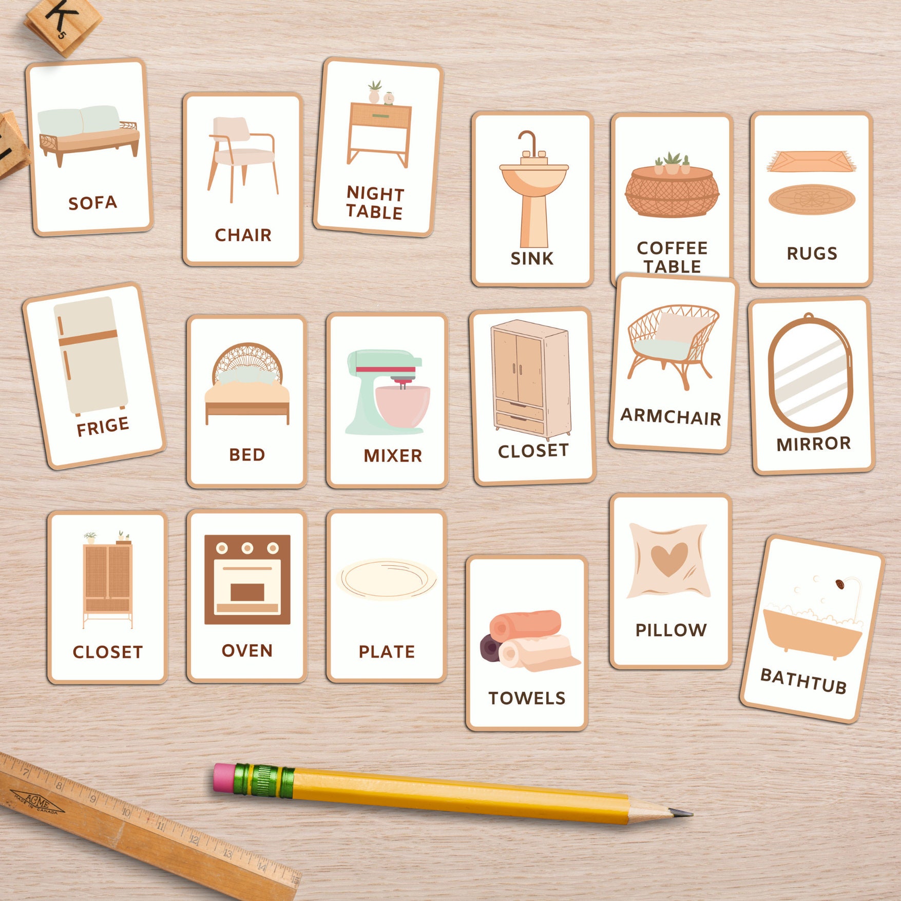 House and Furniture Flashcards & Activity Set, Montessori House ...