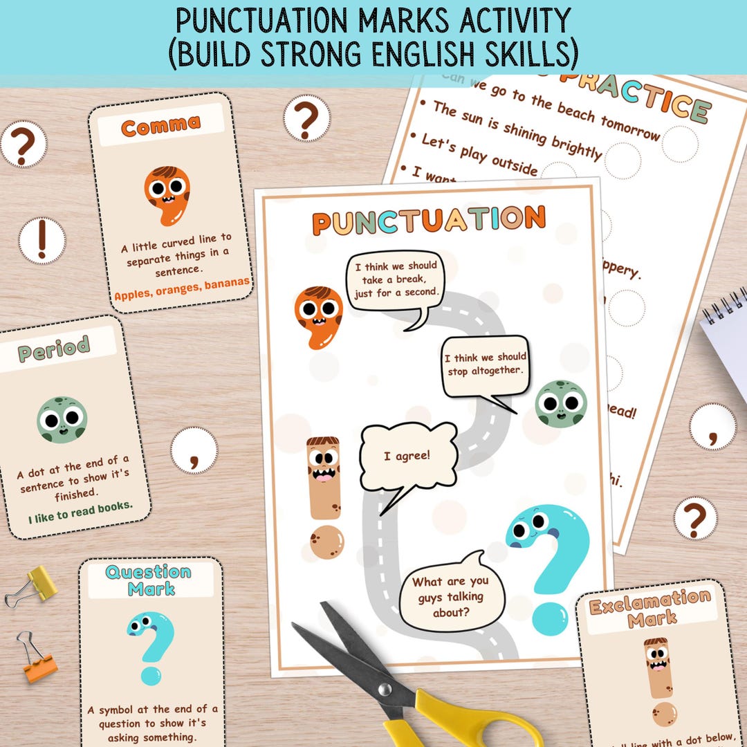 Punctuation Marks Activity Worksheets: Early Grammar, Montessori ...