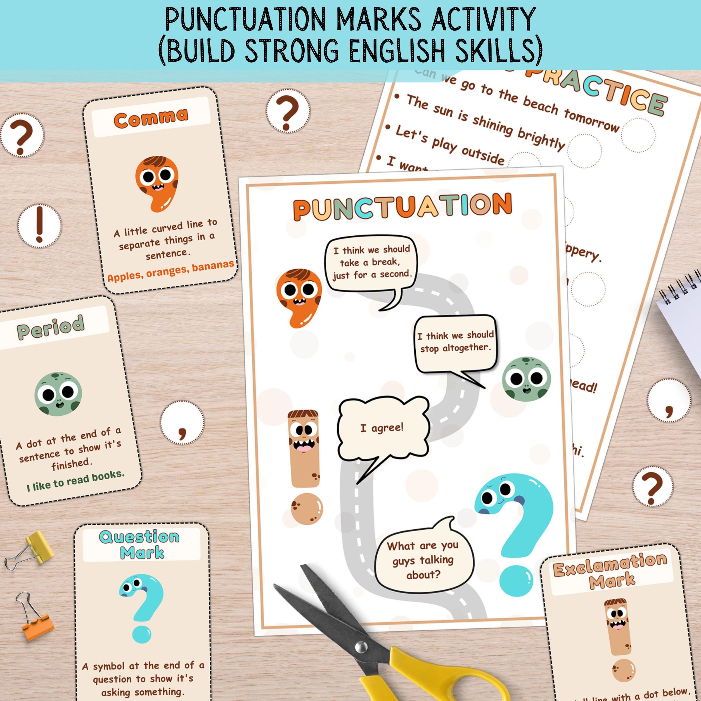 Punctuation Marks Activity Worksheets: Early Grammar, Montessori ...