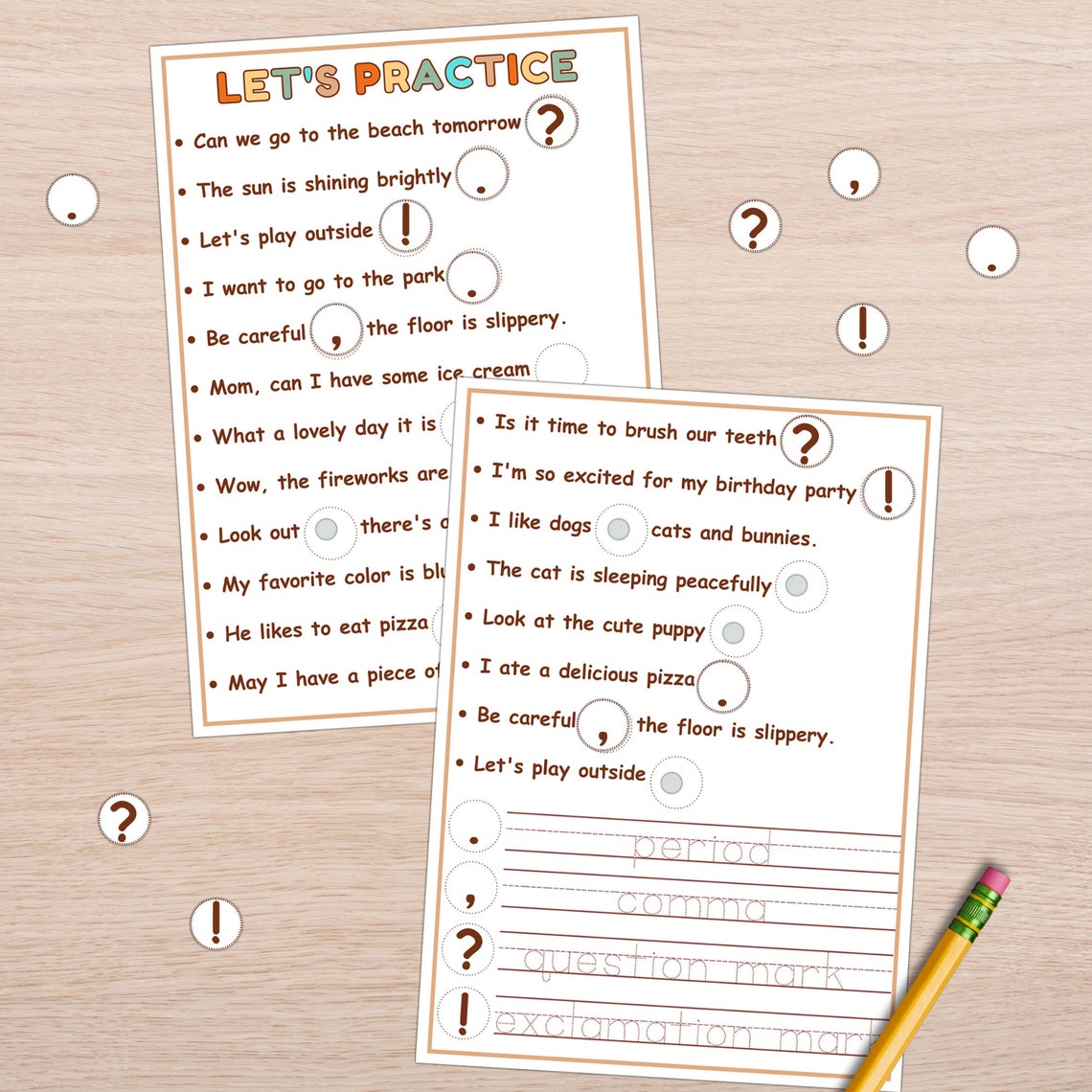 Punctuation Marks Activity Worksheets Kid Early Grammar - Etsy