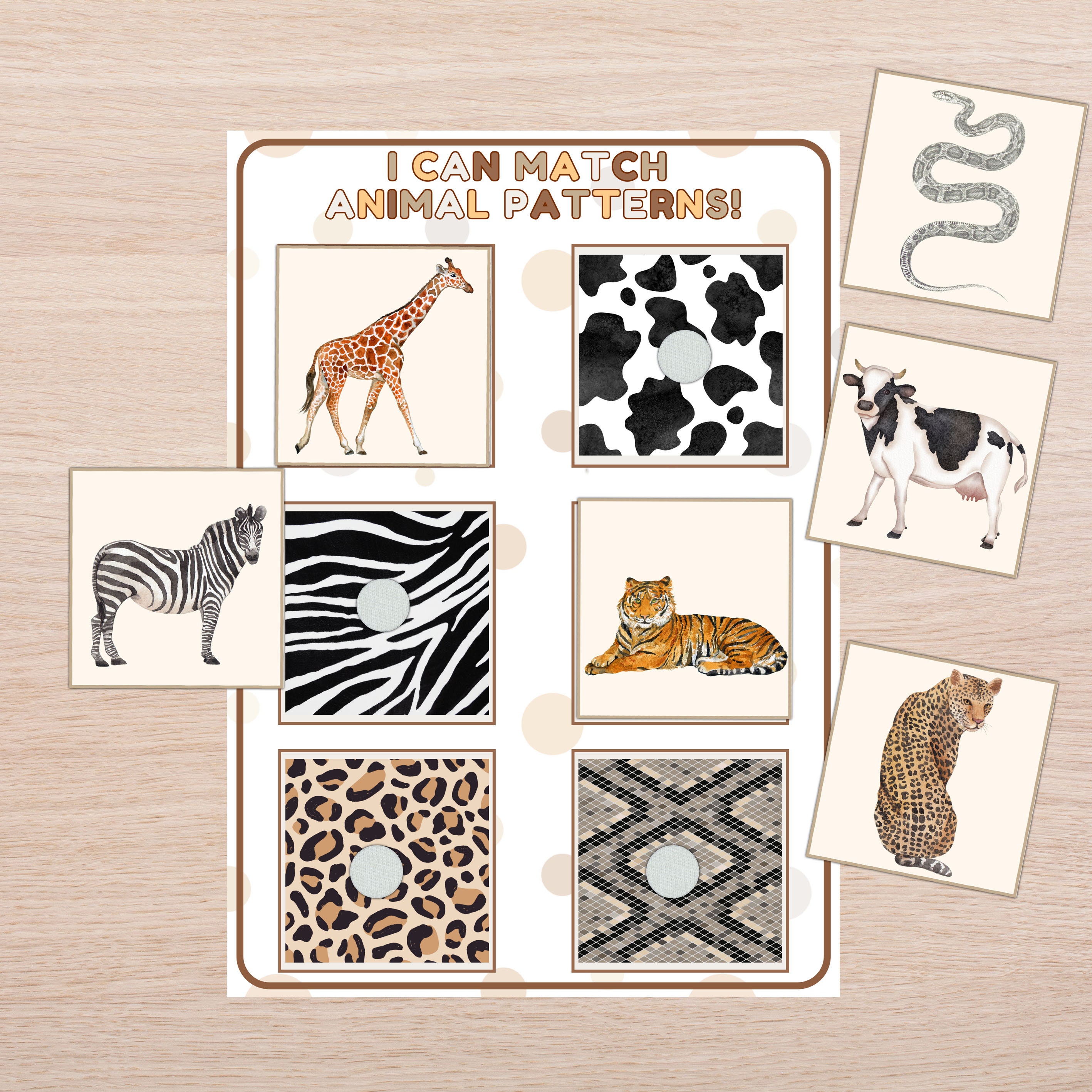 Animal Pattern Matching, Busy Book Activity Page Toddler, Animals Unit ...