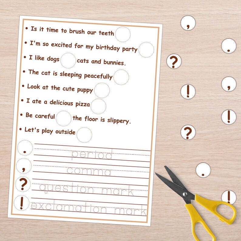 Punctuation Marks Activity Worksheets Kid Early Grammar - Etsy